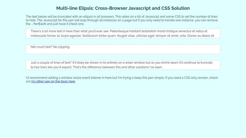 Multi-line Ellipsis with Javascript and CSS