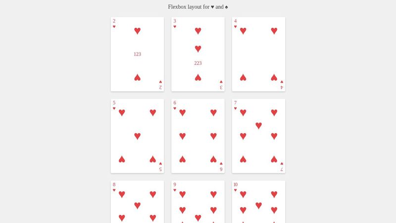 Pure CSS "Playing cards" using Flexbox