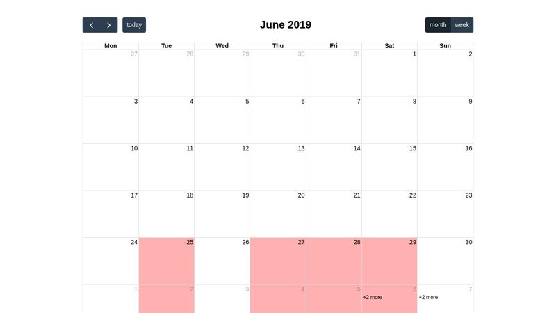 FullCalendar Background Events