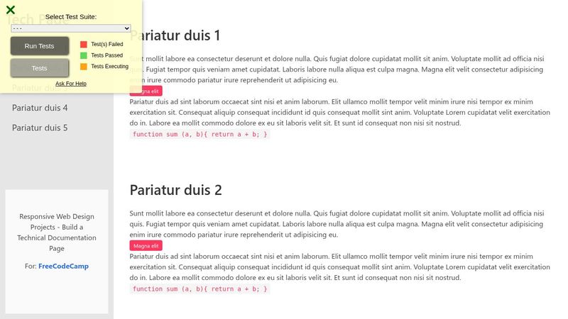 Responsive Web Design Projects - Build a Technical Documentation Page
