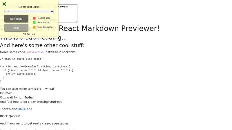 Markdown Previewer (freeCodeCamp)
