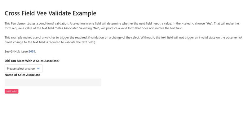 Cross Field Vee Validate Example