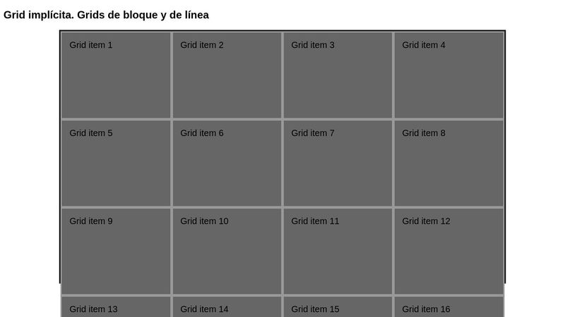 Aprendiendo CSS Grid - Grid implícita. Grids de bloque y de línea