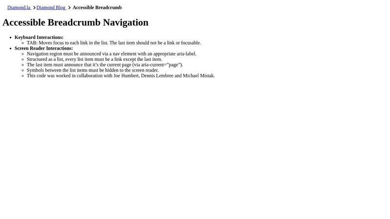 Accessible Breadcrumb Navigation