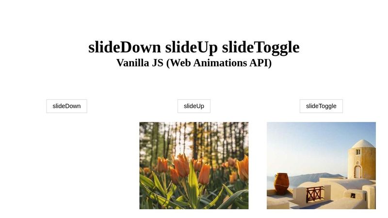 slideDown slideUp slideToggle Vanilla JS (Web Animations API)