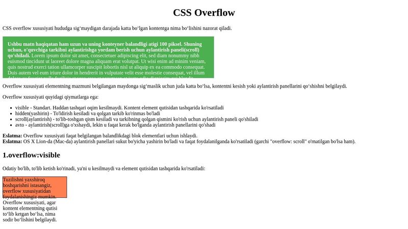 CSS overflow
