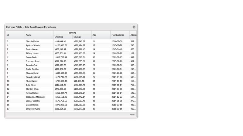 ExtJS 5 - Grid Layout Persistence