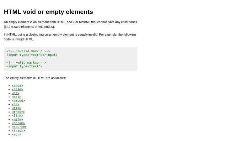 HTML void elements