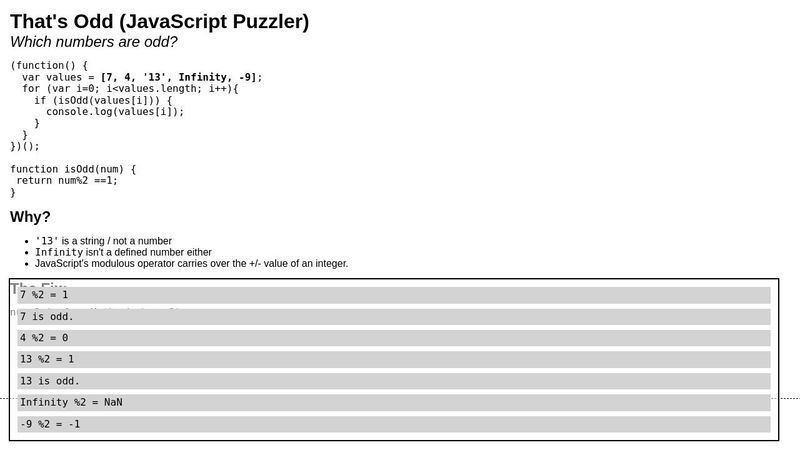 That's Odd (JavaScript Puzzler)