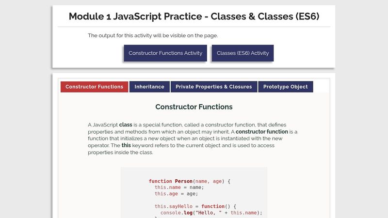 Module 1 Coding Activity - Classes & Classes (ES6) - STARTER - vena git 418