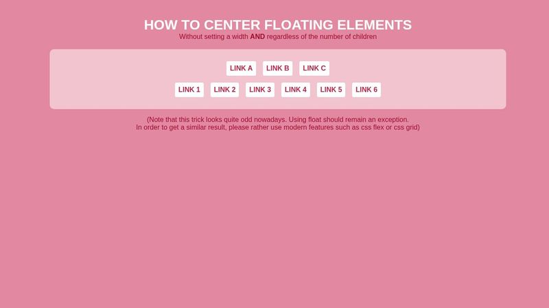 CSS Center Floating elements