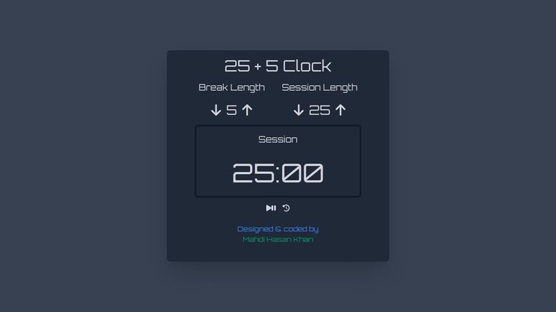 25 + 5 Clock - FreeCodeCamp