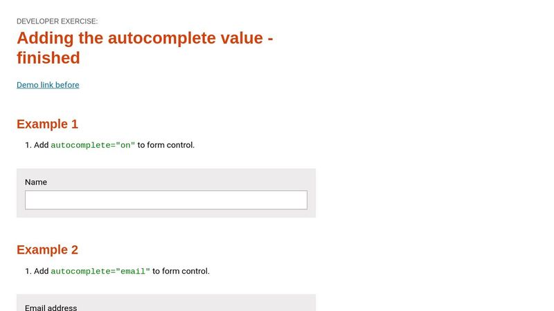 DEVELOPER EXERCISE: Adding the autocomplete value - finished