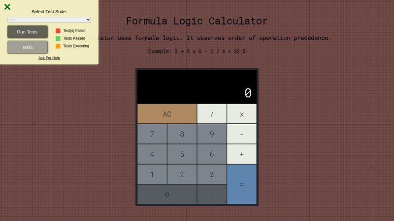FreeCodeCamp Project: Formula Logic Calculator (React)