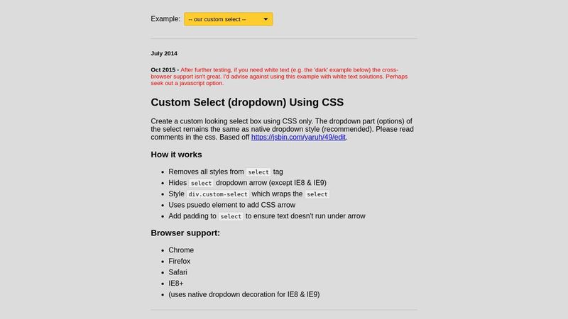 Custom select using CSS