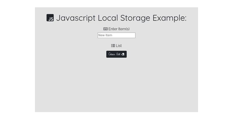 Simple JS Local Storage List