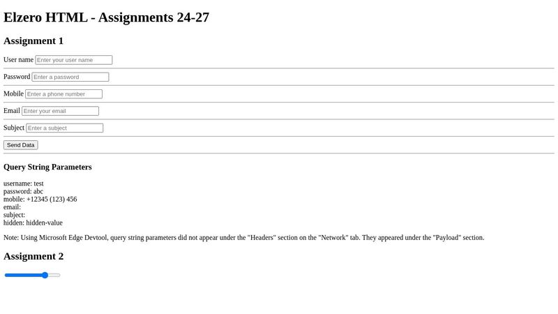 24-27 Assignments - HTML Elzero