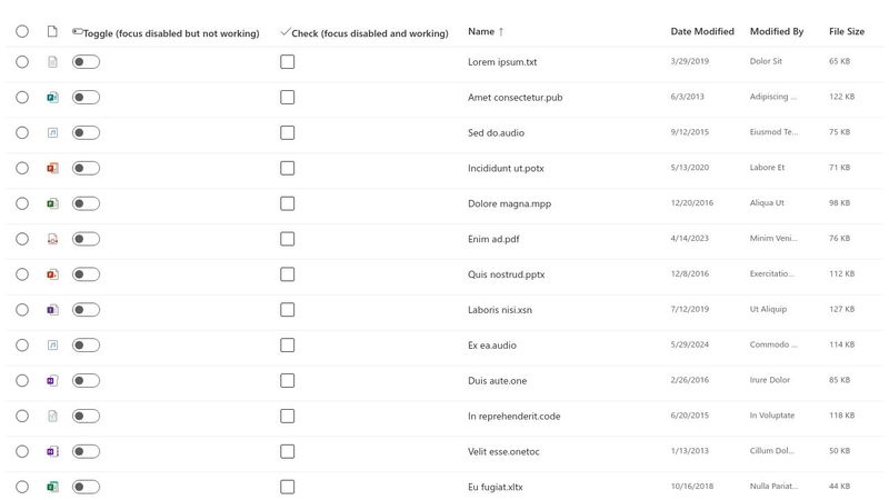 TOGGLE doesn't have ability to disable focus via "data-is-focusable". Cannot disable focus in ...