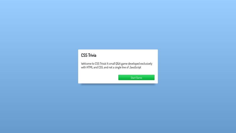 Trivia game developed with HTML+CSS (no JS) - I