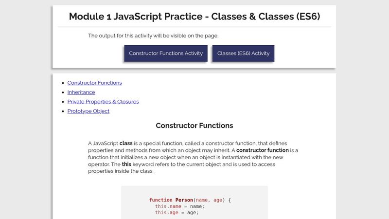 Module 1 Coding Activity - Classes & Classes (ES6) - STARTER - PLEASE FORK