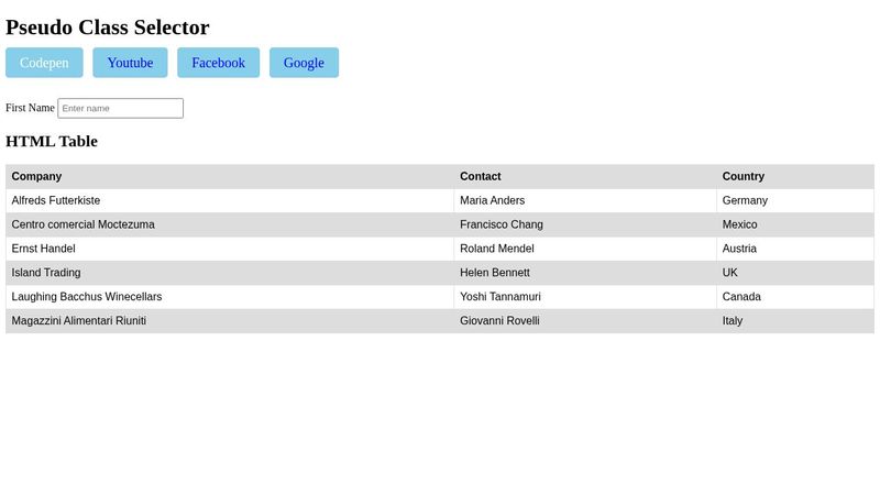 Pseudo Class Selector
