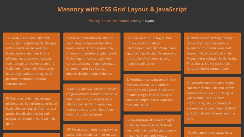 Masonry with CSS Grid Layout & JavaScript