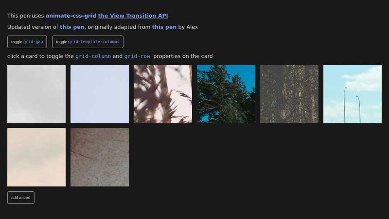 Animate CSS Grid with View Transitions (now with expanding squares!)