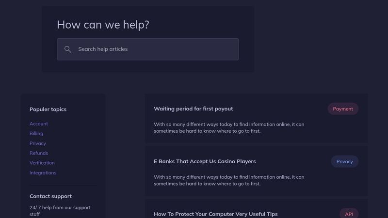 Support Page UI Components