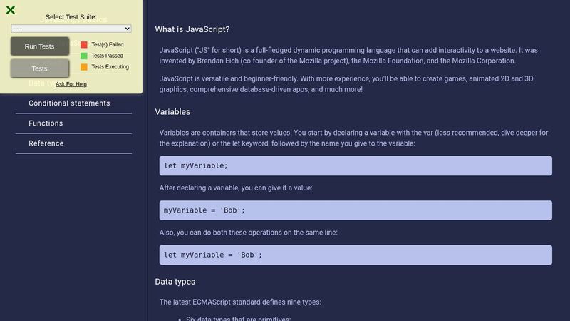 JS documentation page