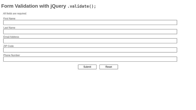 Form Validation with jQuery Validate Plugin