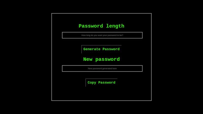 JS Password Generator
