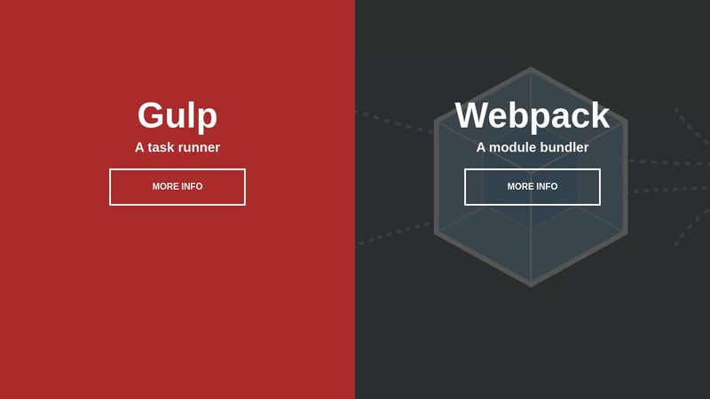 Gulp vs Webpack Split Landing Page