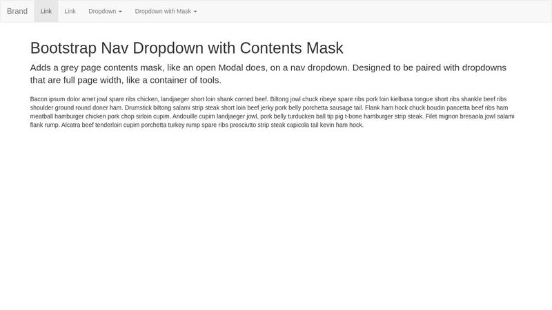Bootstrap Navbar Dropdown with Contents Overlay Mask