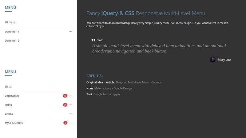 Fancy jQuery & CSS Responsive Multi-Level Menu