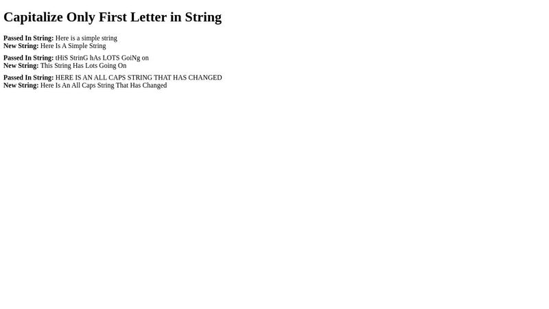 Capitalize First Letter In String Capitalize First Letter In String