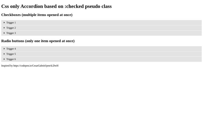Css only Accordion based on :checked pseudo class