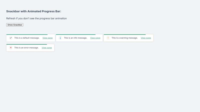 Snackbar with Animated Progress Bar