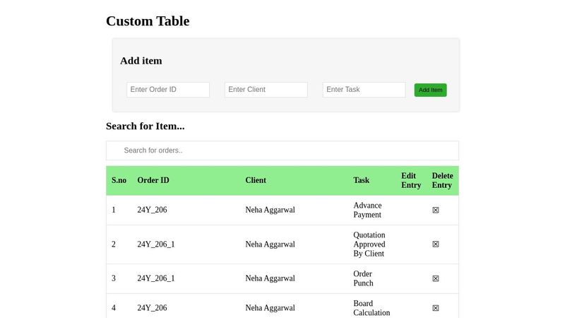 Sortable and Filterable Table