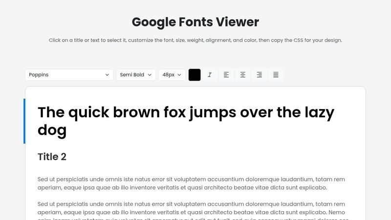 Google Fonts Viewer