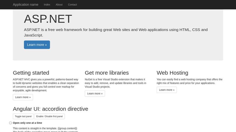 Angular UI: ASP.NET Default Page
