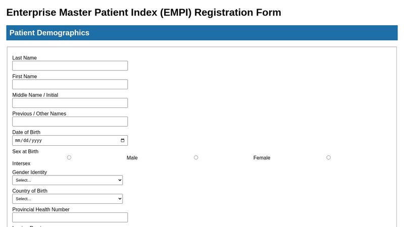 Patient Registration and Record Form