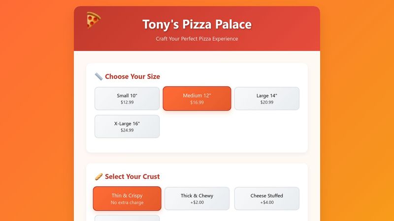 Interactive Pizza Order Form