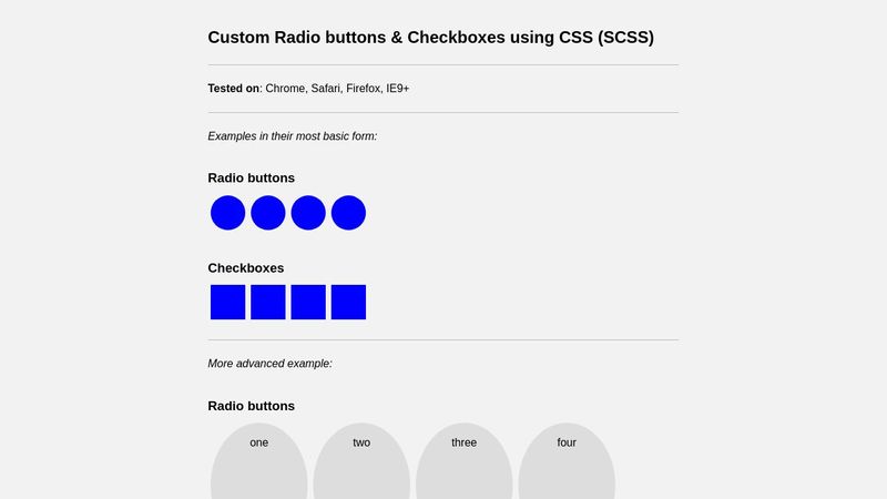 Custom Radio buttons & Checkboxes using CSS (SCSS)