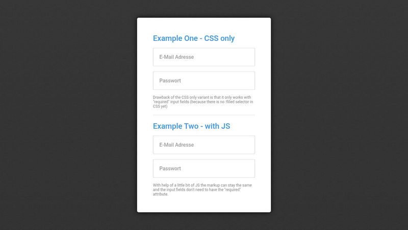 Google Material Design Style Input Field (CSS only / with JS)