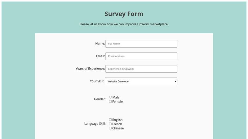 CodePen - Survery Form