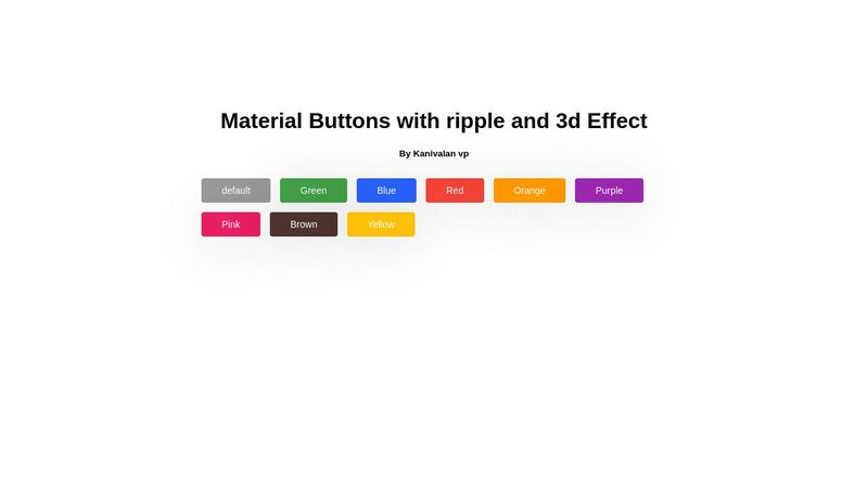 Material button with ripple effect & 3d