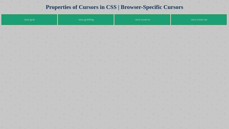Properties of Cursors in CSS - Browser-Specific Cursors