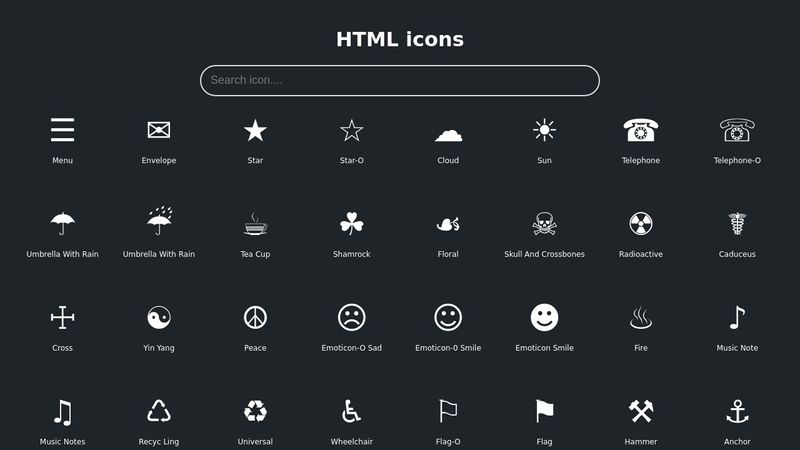 Html Utf8 Icons